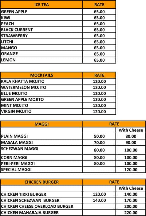 Menu of Cafe Minas, Kothrud, Pune