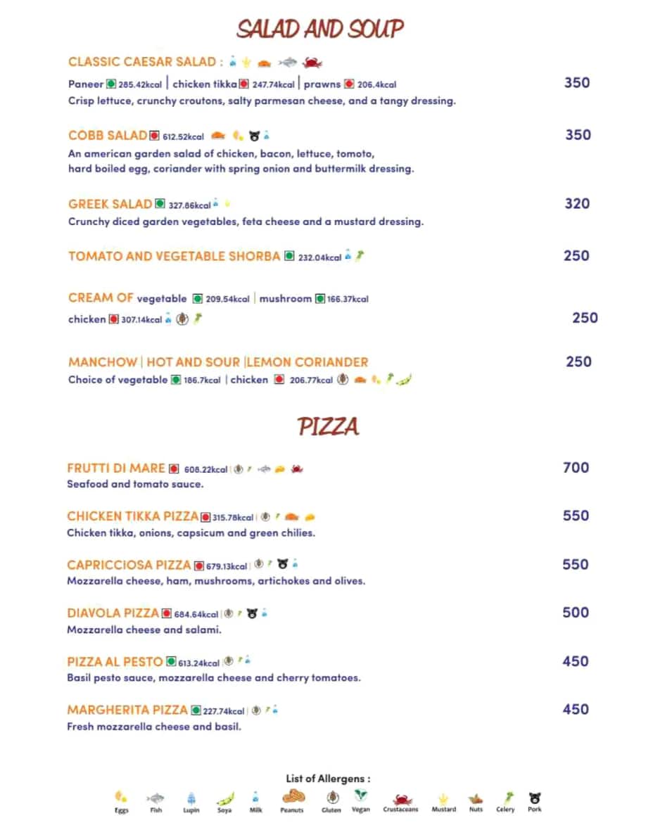 Menu of Colval - Park Inn Radisson, Candolim, Goa