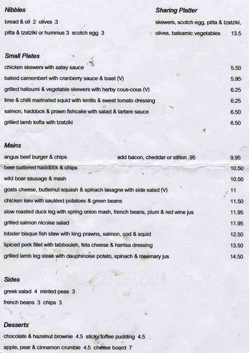 Menu at The Ship pub & bar, London, 171 Kennington Rd