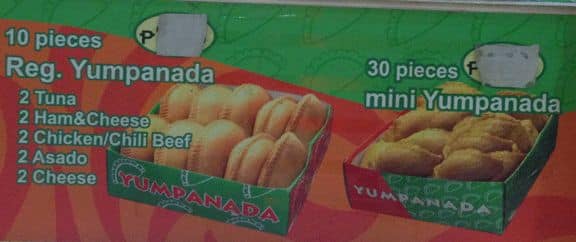 Menu at Yumpanada, Quezon City, Clemente Compound Gen. T. De Leon