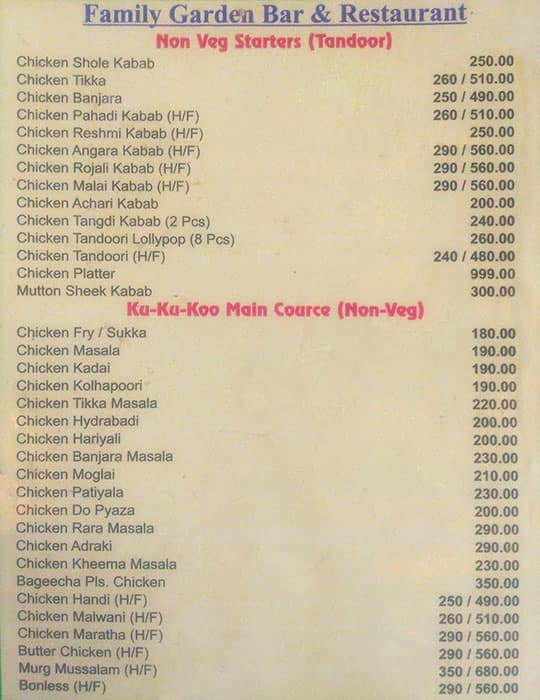 Menu at Bageecha Restaurant and Bar, Pune