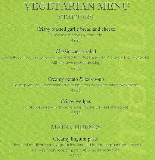 Menu at The Old Mill pub & bar, Dublin, 14 Temple Bar Square