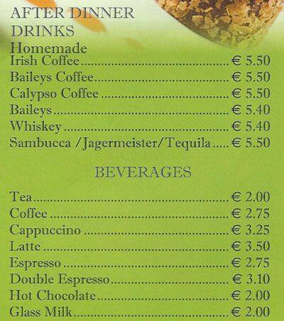 Menu at The Old Mill pub & bar, Dublin, 14 Temple Bar Square