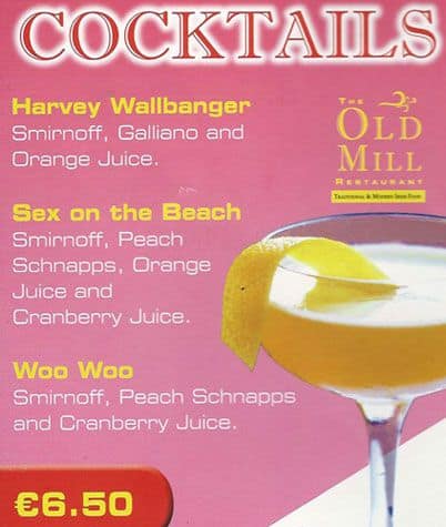 Menu at The Old Mill pub & bar, Dublin, 14 Temple Bar Square