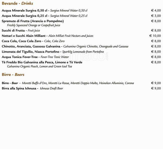 Menu da Il Bar in Piazza Duomo, Milano, La Rinascente