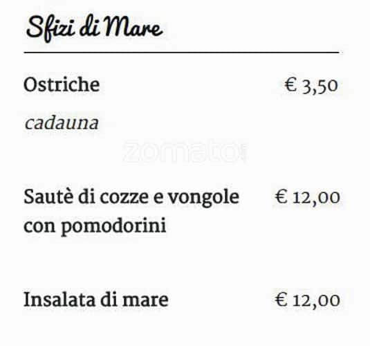 Menu da Scaramouche ristorante, Roma
