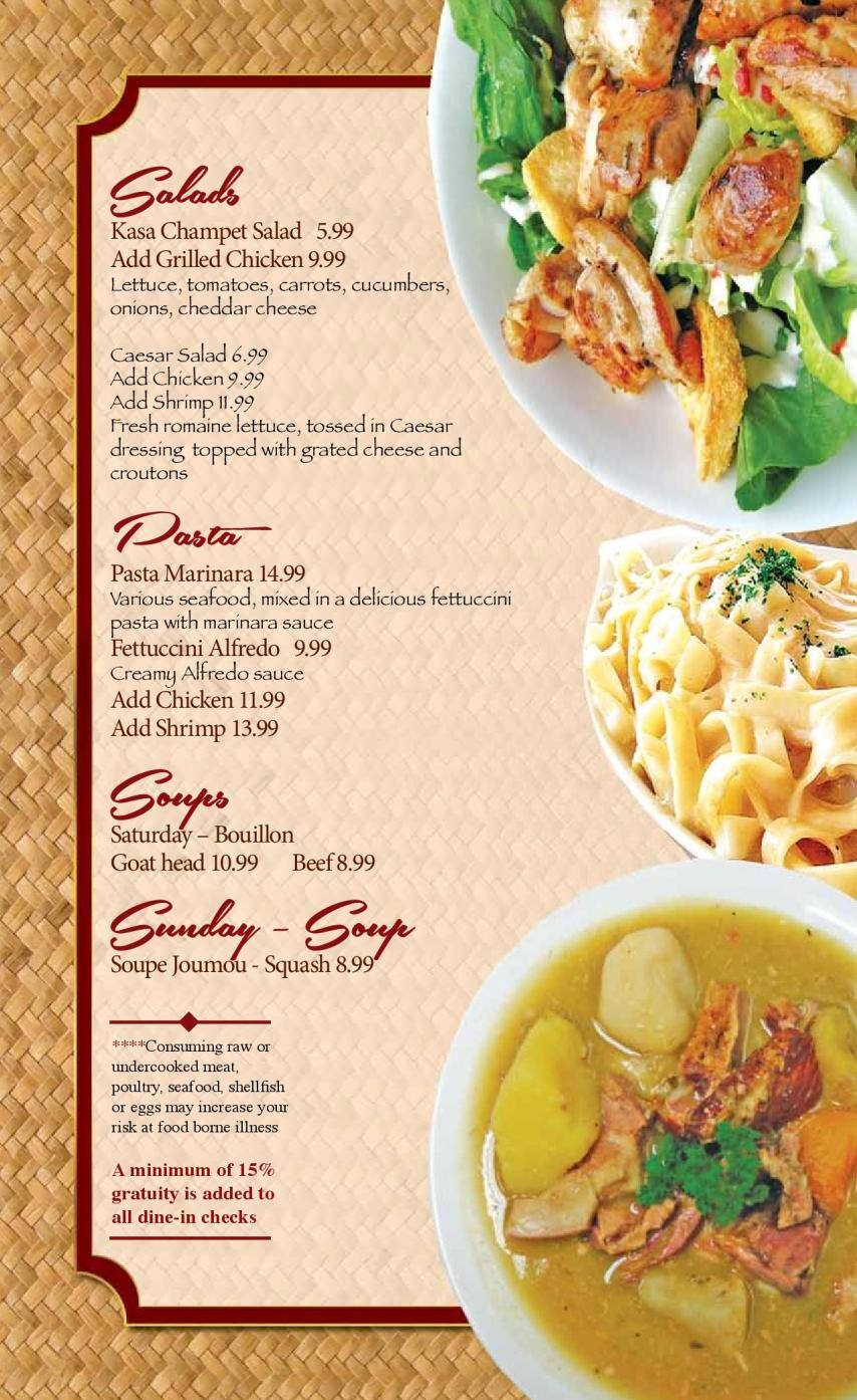 Menu at Kasa Champet Restaurant and Lounge, Pembroke Pines