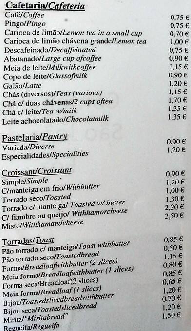 Menu em Confeitaria São João da Foz restaurante, Porto
