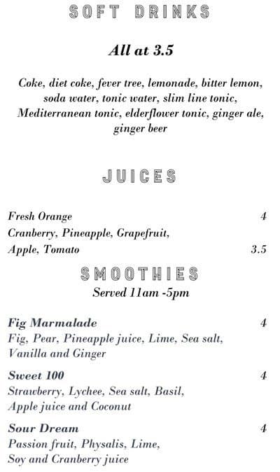 Menu at 100 Wardour Street club, London, 100 Wardour St