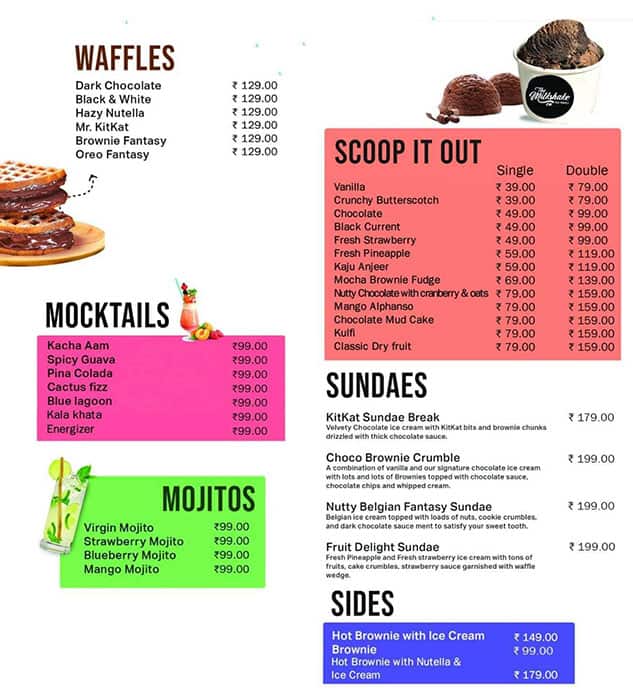 Menu at THE MILKSHAKE CO., Kanpur