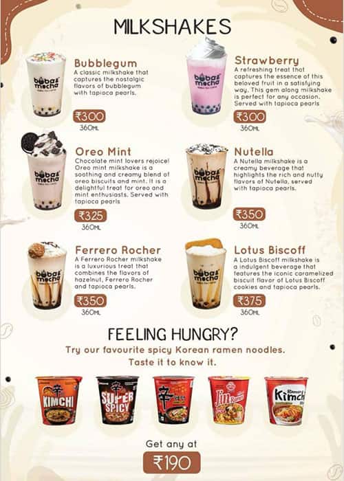 Menu of Boba and Mocha, Kandivali East, Mumbai