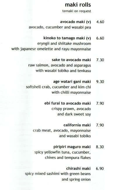 Roka a London: Foto del Menu con Prezzi - Zomato UK