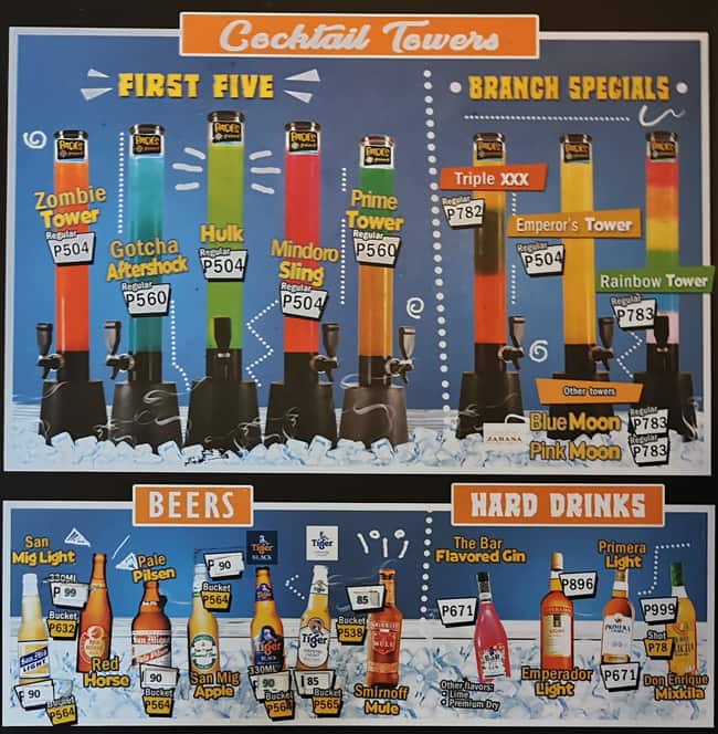 Menu at Padi's Point pub & bar, Mandaluyong, Star Mall Edsa