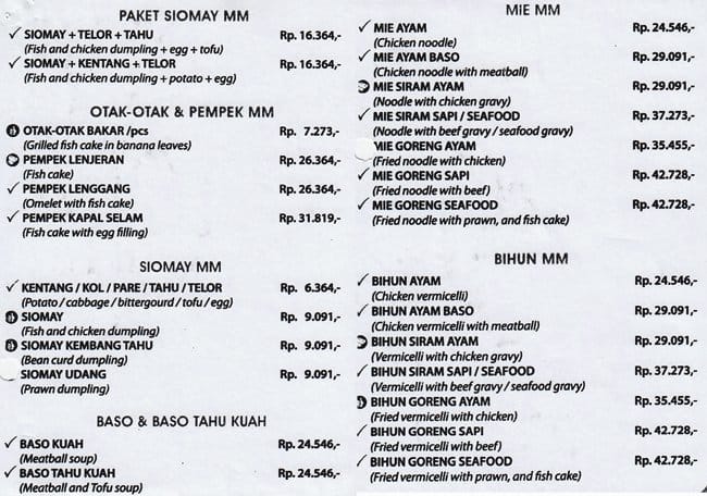 Menu at MM Juice pub & bar, East Jakarta, Jl. Jambore No.1