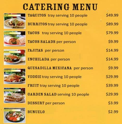 Menu at El Sombrero restaurant, Mississauga, 35 Brunel Rd