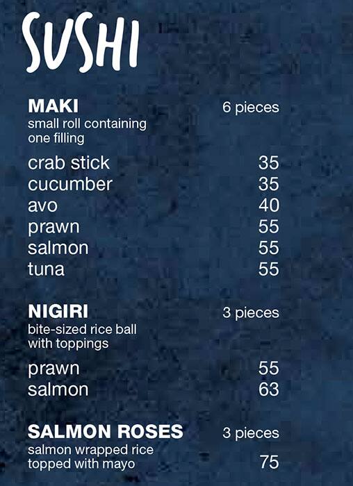 Speisekarte von Ocean Basket, Richards Bay, Shop No. L27