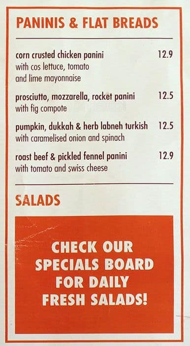 Menu at Toast pub & bar, East Perth