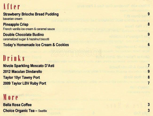 Menu at The Pullman Kitchen restaurant, Santa Rosa