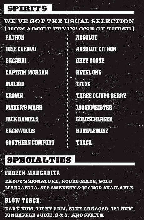 Menu at Bone Daddy's BBQ House of Smoke, Houston