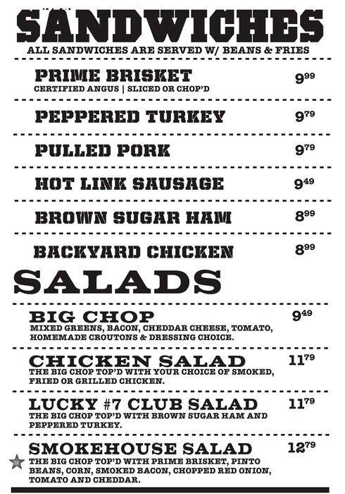 Menu at Bone Daddy's BBQ House of Smoke, Houston