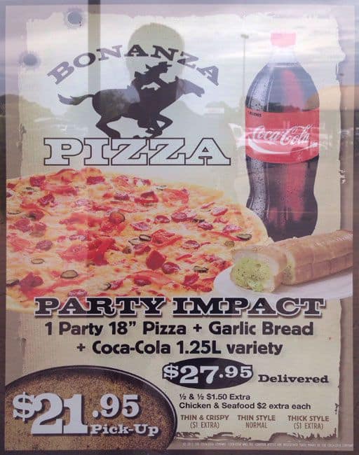 Menu at Bonanza Pizza pizzeria, Craigmore