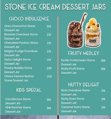 Menu at Frozen Bottle - Milkshakes, Desserts And Ice Cream, Navi Mumbai ...