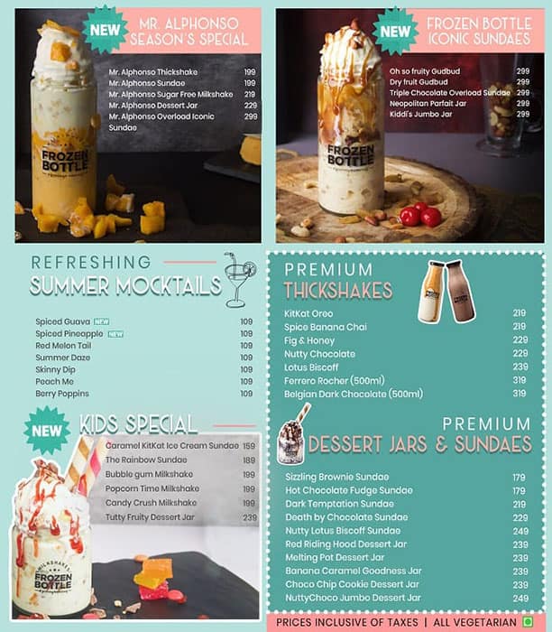 Menu at Frozen Bottle - Milkshakes, Desserts And Ice Cream, Thane