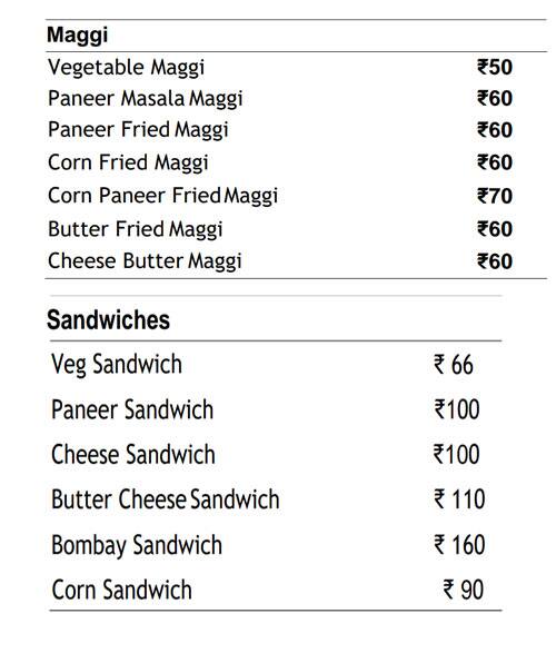 Menu of Chai Chuski Cafe, Kothaguda, Hyderabad