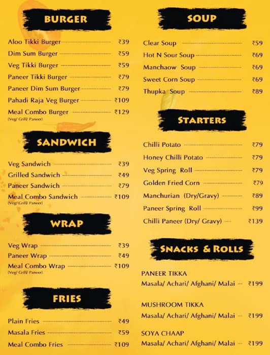 Menu of Pure Pahadi, Kamla Nagar, New Delhi