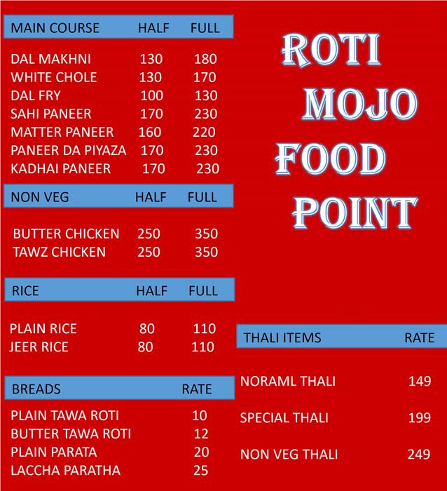 Menu of Roti Mojo, Uttam Nagar, New Delhi