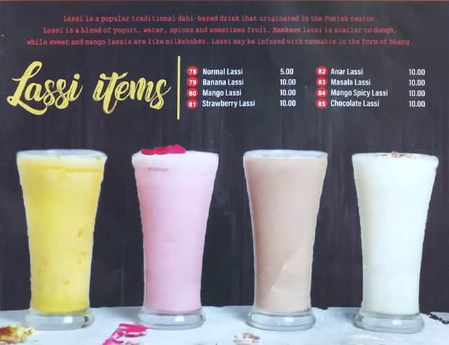 Menu at Al Kahf cafeteria, Dubai