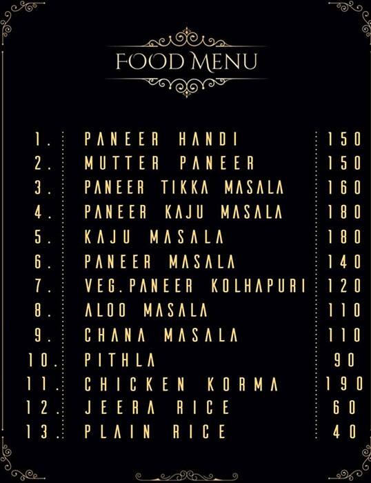 Menu of Baba Restaurant, Yewale Wadi, Pune