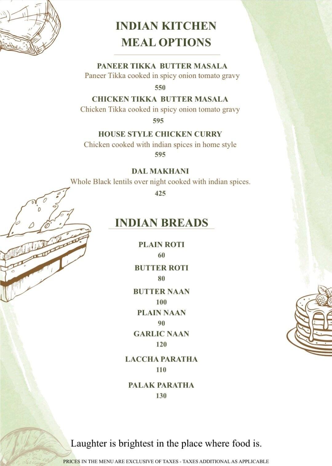 Menu of The Olive & Greens, Ambala Road, Zirakpur