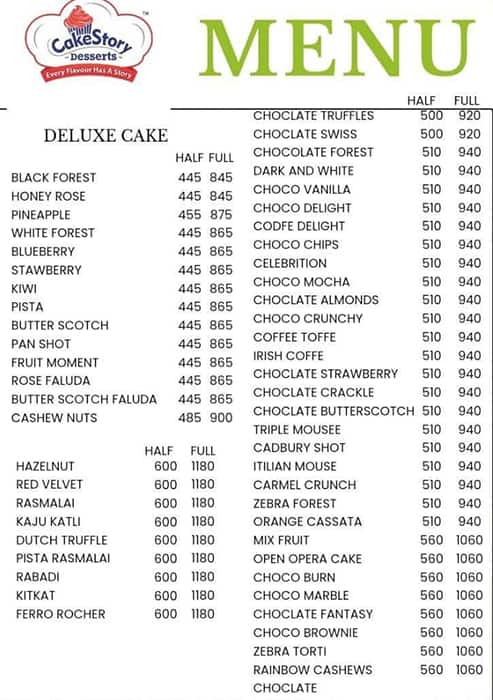 Menu of CakeStory Desserts, Chandan Nagar, Pune