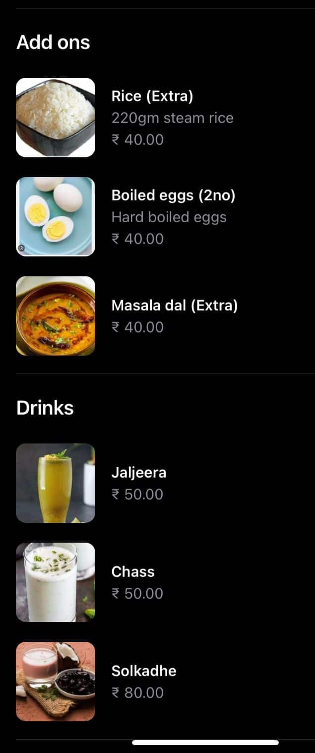Menu of Bhojanyan, Mahim, Mumbai