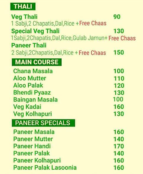 Menu of Annapurna, Chembur, Mumbai