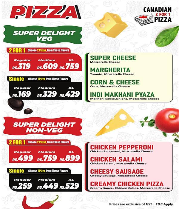 Menu of Canadian 2 For 1 Pizza, Mulund West, Mumbai