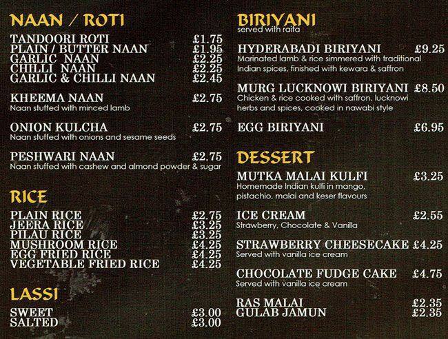 Menu at The Cardamom Club, Stanmore, 28 Belmont Cir