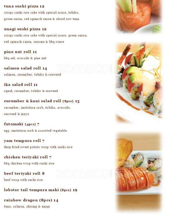 Menu at Ninki Sushi and Sake Lounge restaurant, Toronto