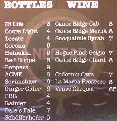 Menu at Nectar Lounge pub & bar, Seattle