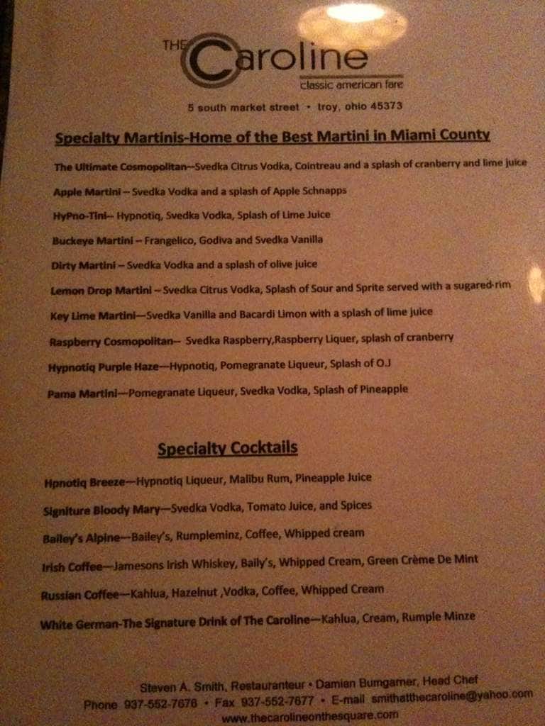 Menu at The Caroline pub & bar, Troy, 5 S Market St