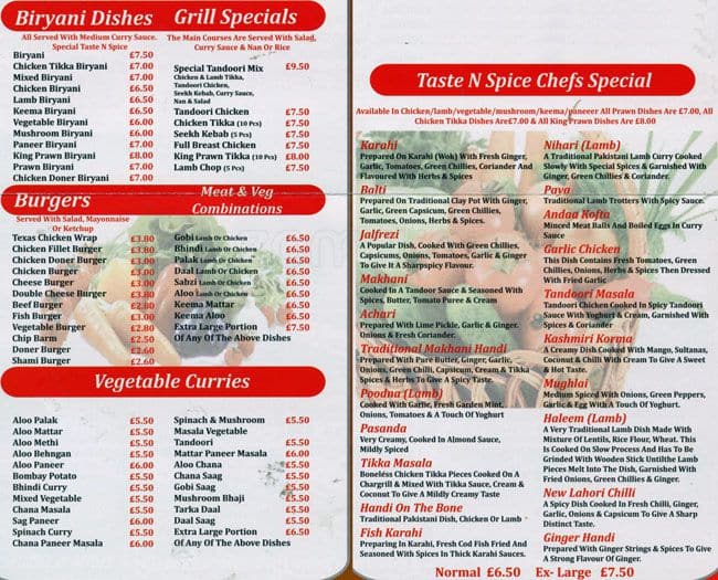 Menu at Nice N Spice fast food, Manchester, 723 Stockport Road