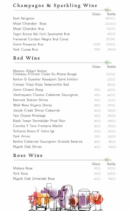 Menu at Verbena, Mumbai