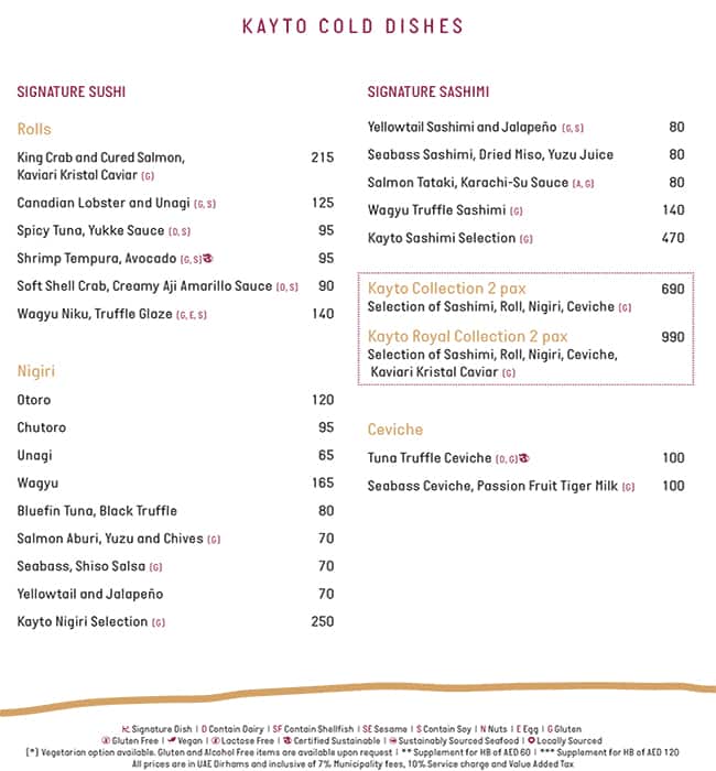 Menu of KAYTO - Jumeirah Al Naseem Hotel, Madinat Jumeirah, Dubai