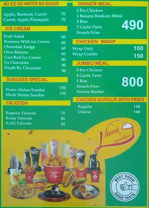 Menu at Lassi Shop, Bengaluru