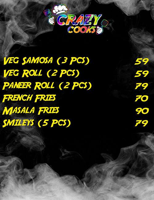 Menu of Crazy Cooks, Perambur, Chennai