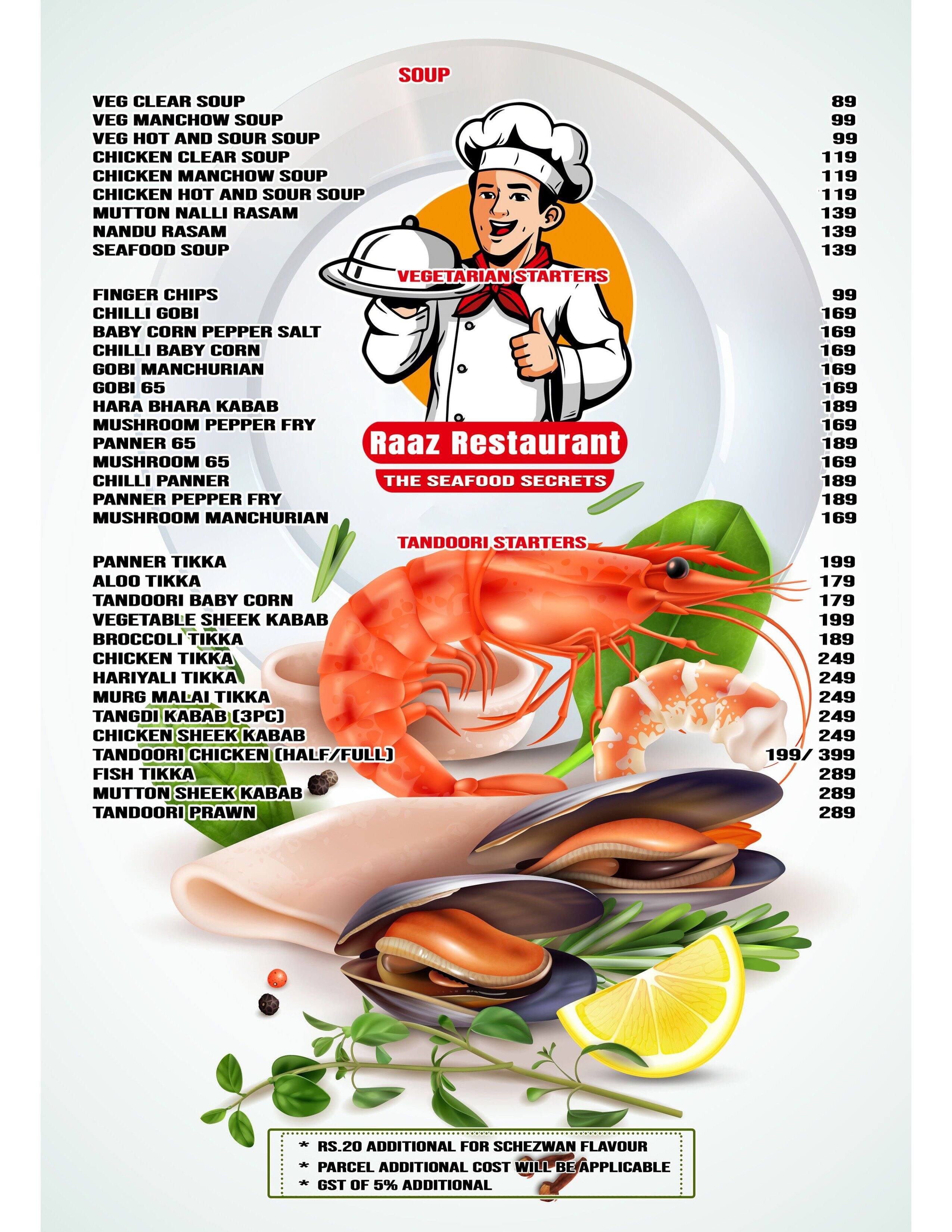 Menu of Raaz Restaurant, Velachery, Chennai