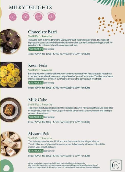 Menu of Healthy Mithai Co, Goregaon East, Mumbai
