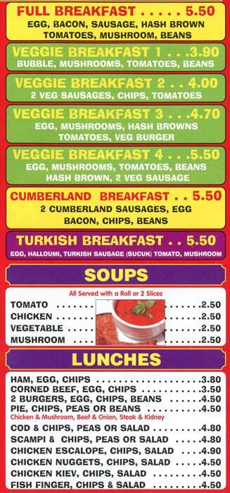 Menu at Deli-Licious Café cafe, London, 136 High Rd