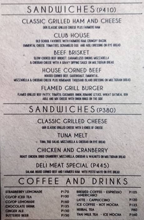 Menu at CO/OP cafe, San Juan